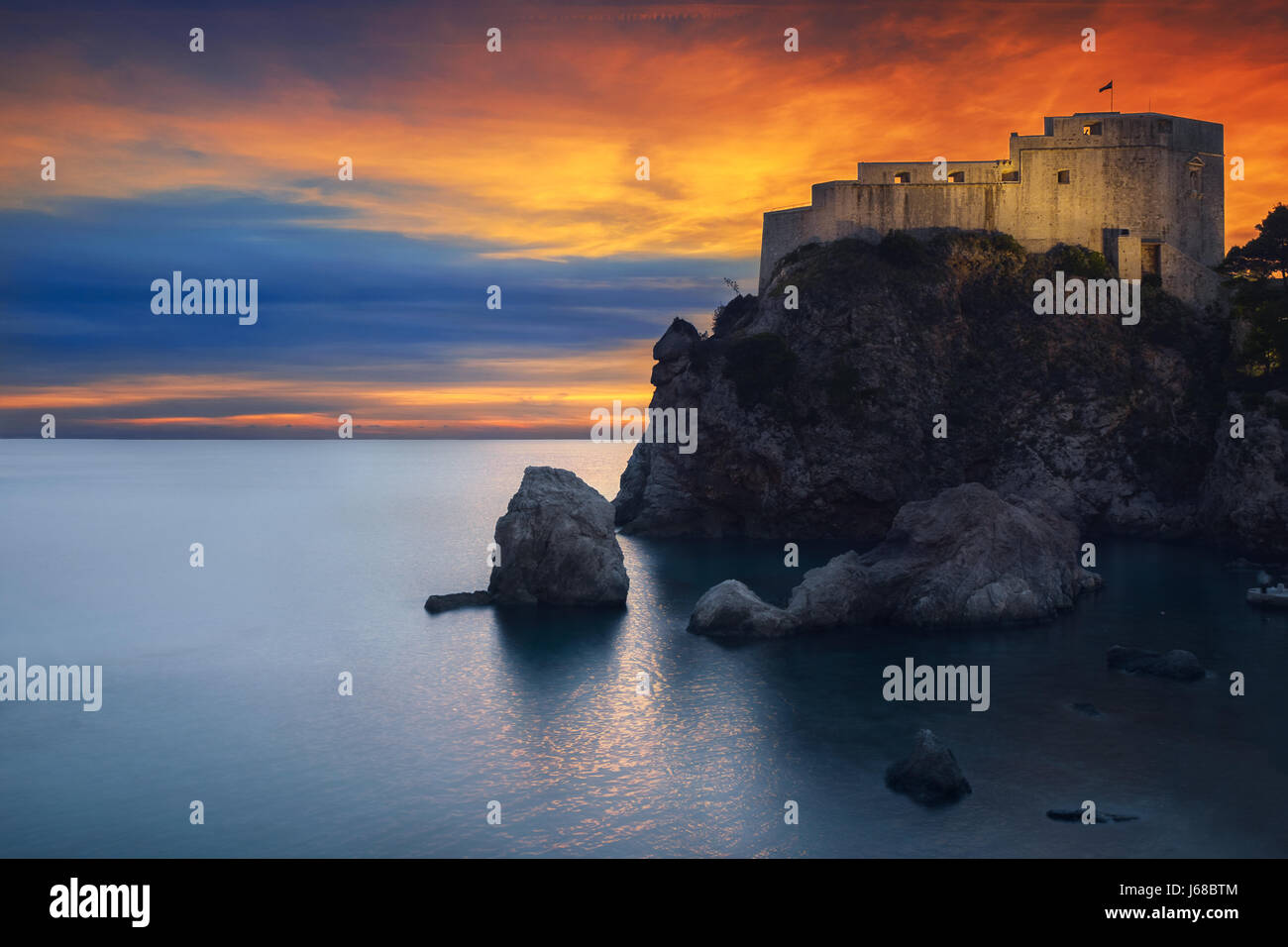 Sunset at Dubrovnik Fortresss Stock Photo - Alamy