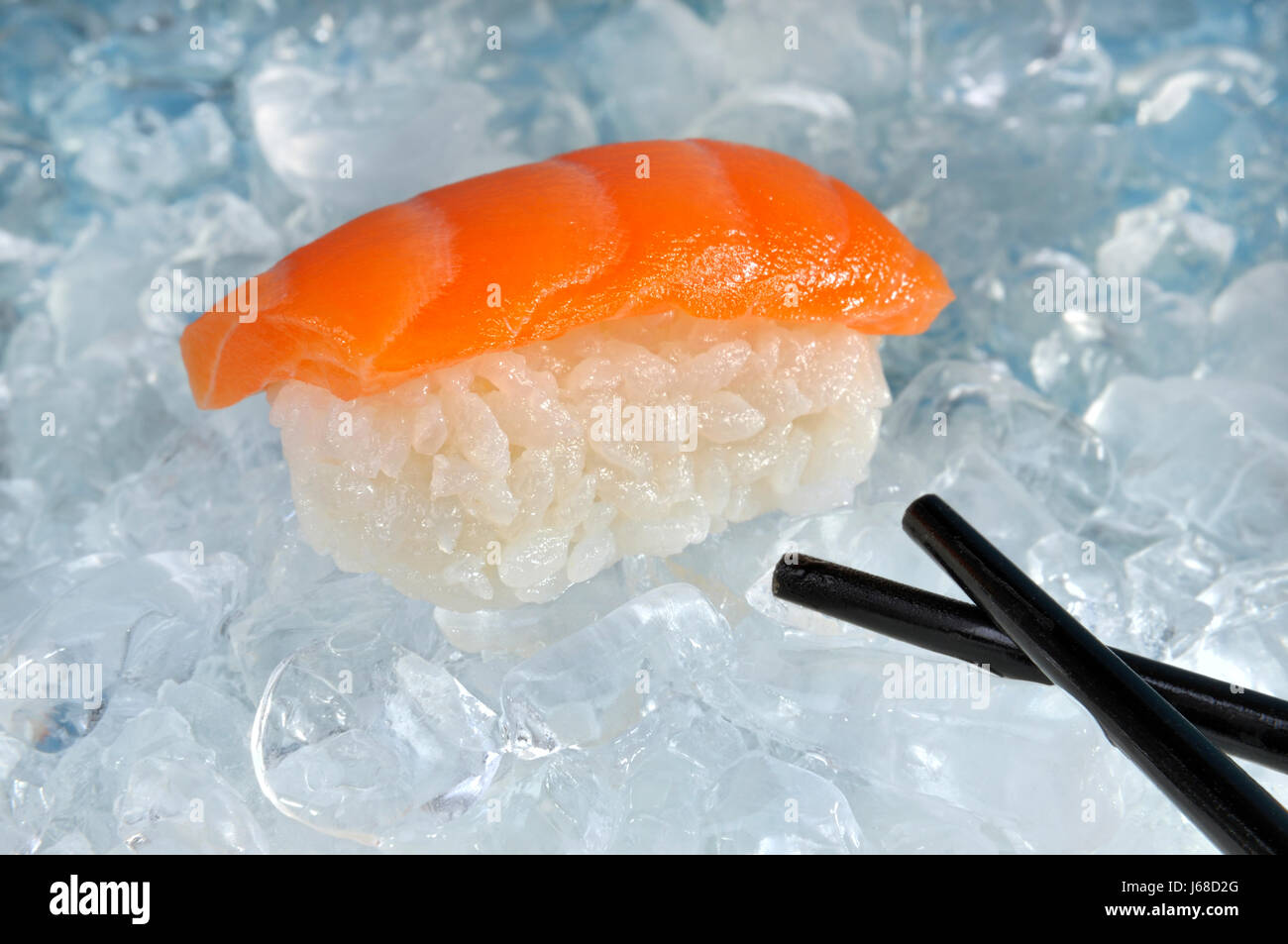 sushi with salmon on ice Stock Photo - Alamy
