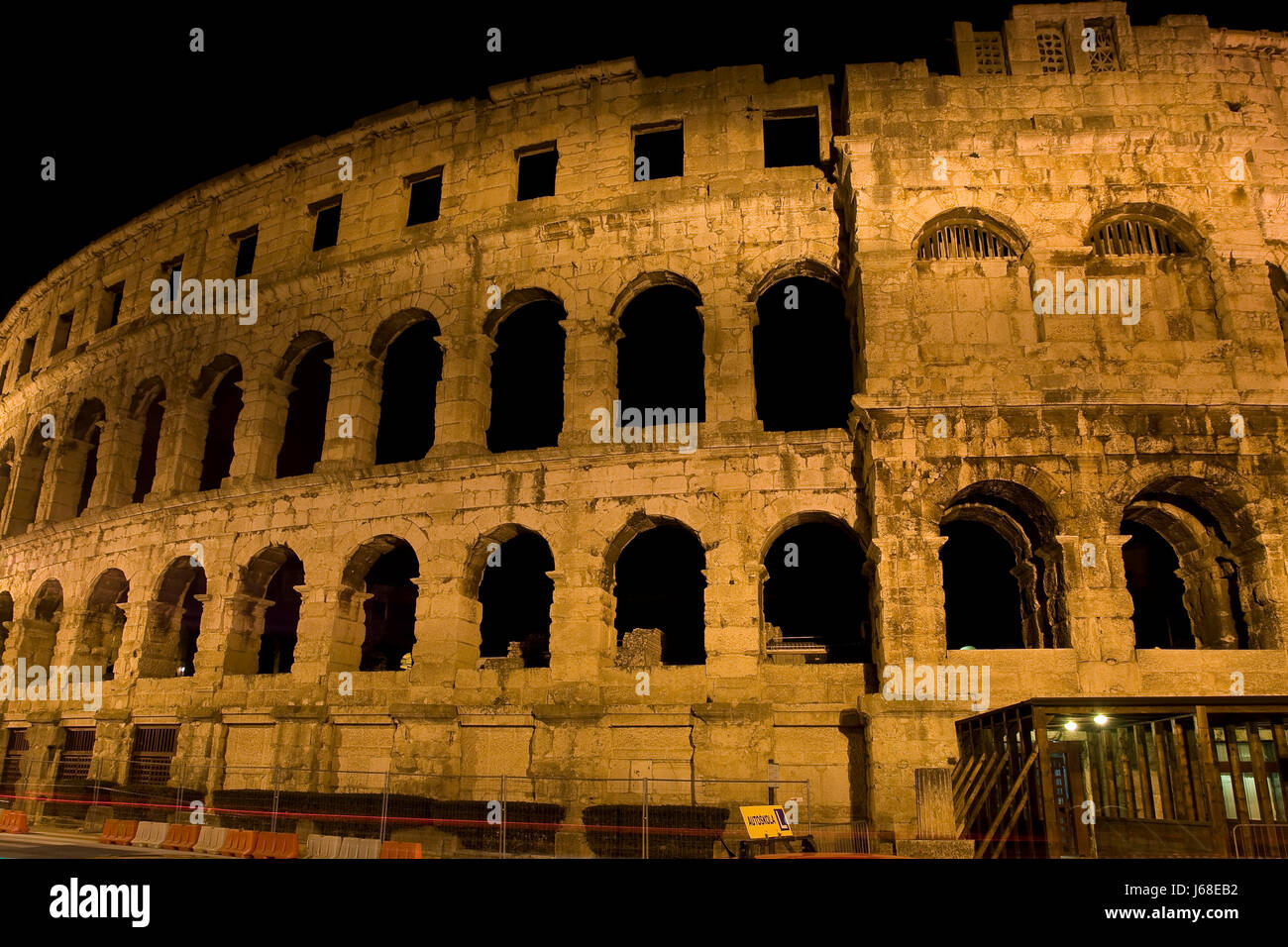 historical night photograph detail view croatia arena roman ...