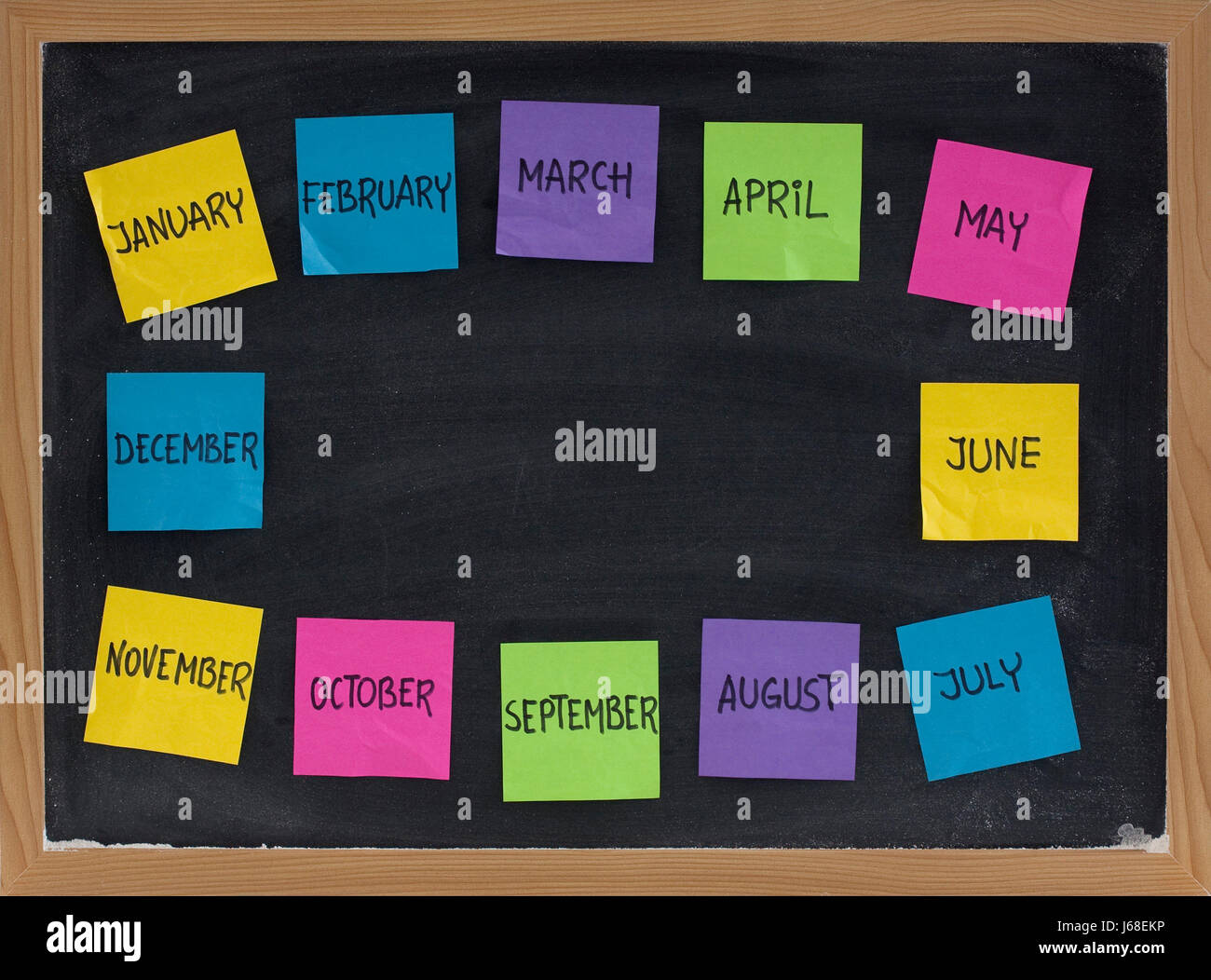 blackboard month months board calender calendar wood black swarthy ...