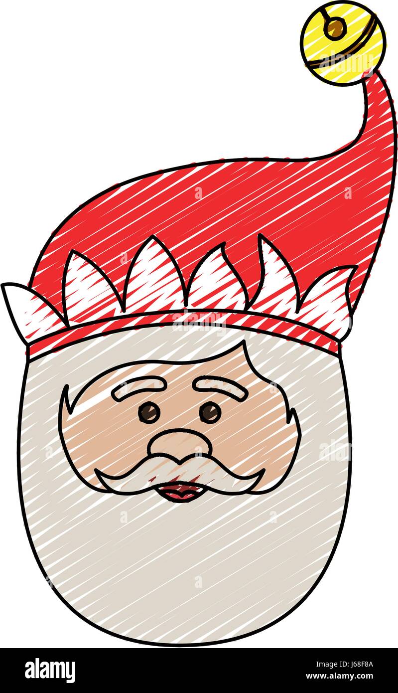 color crayon stripe cartoon of santa claus face Stock Vector Image ...