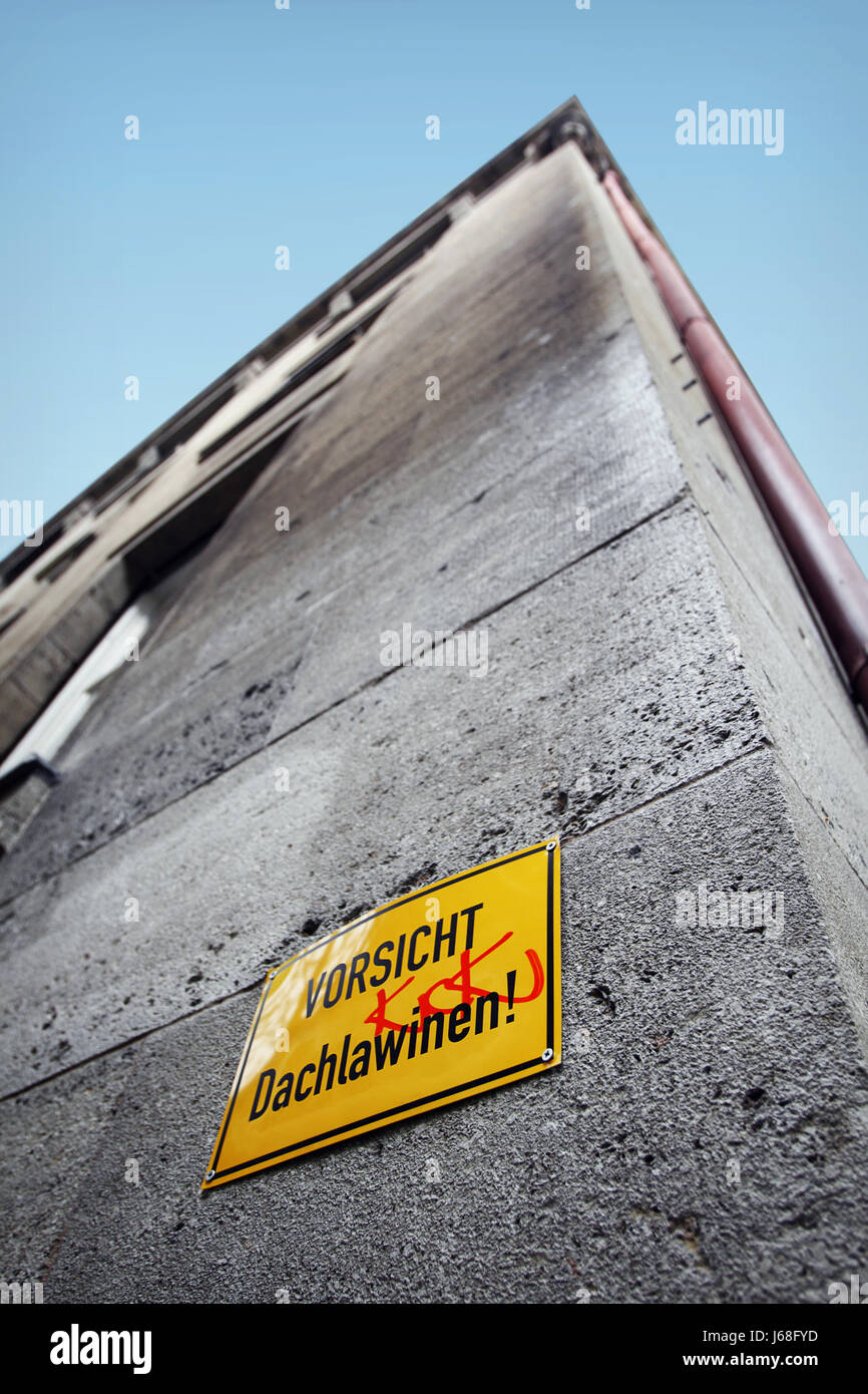 house building danger wall wide angle caution shield house building ...