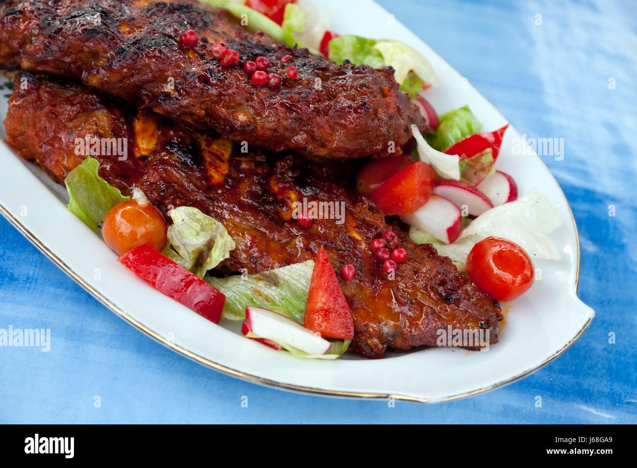 spare rib - grilled with salad Stock Photo - Alamy