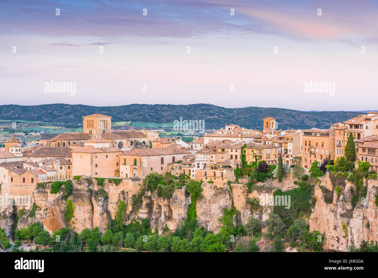 Old part of Cuenca town in Spain with hanging houses over cliffs Stock ...