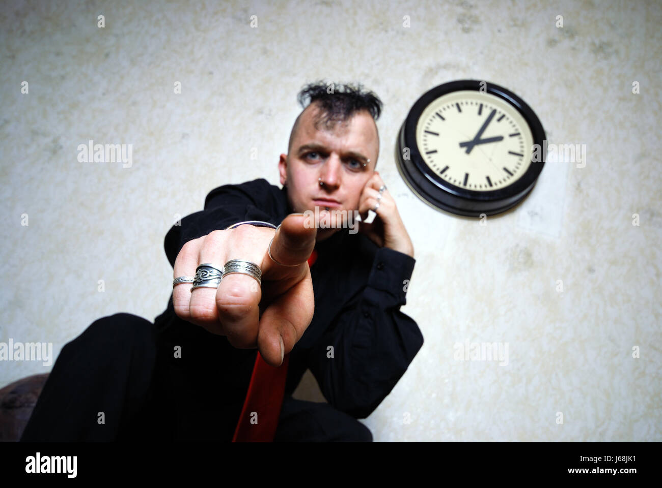 wait waiting clock time forefinger gothic man earnest indicate show ...