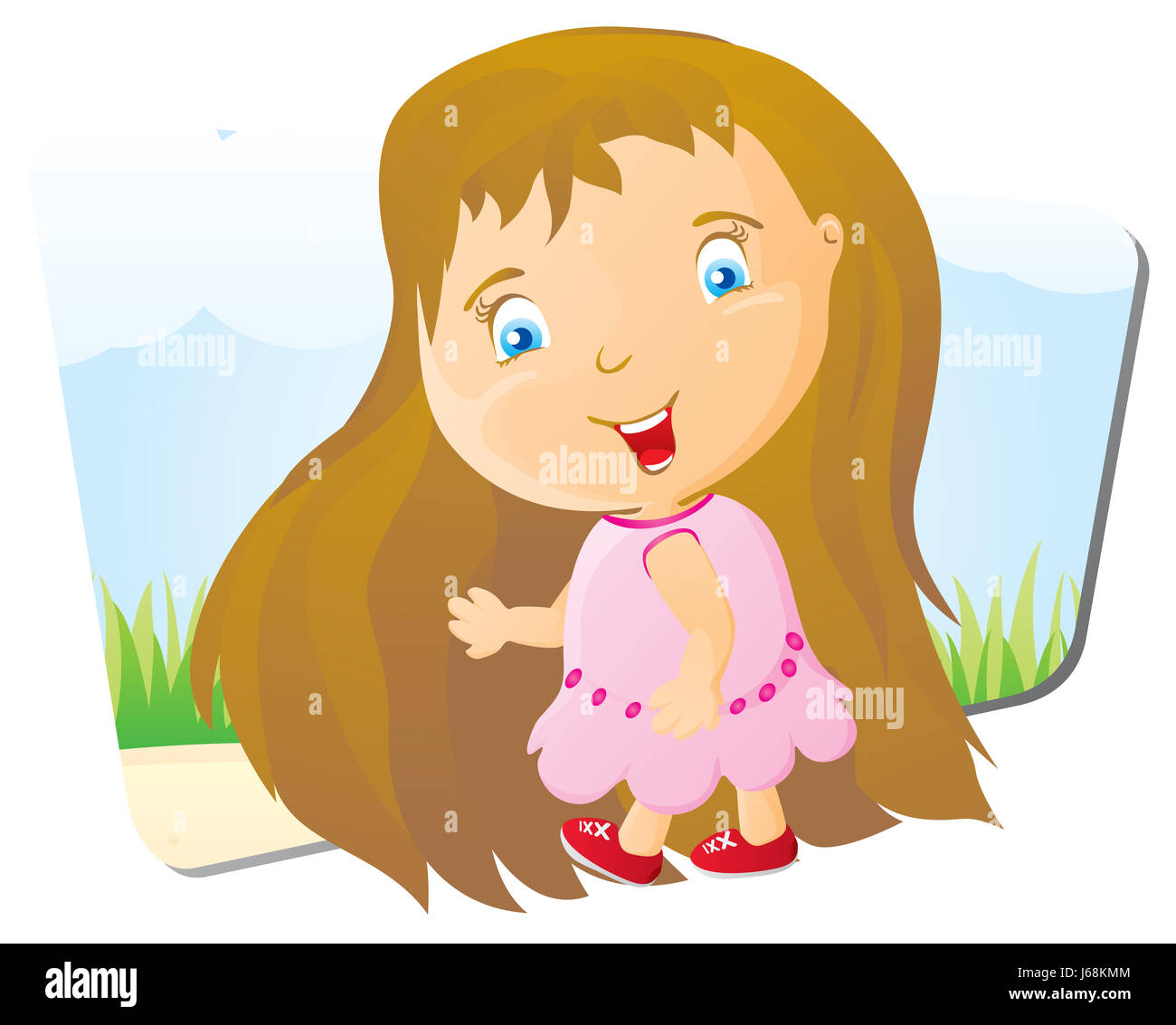 Happy cartoon girl walking smiling hi-res stock photography and images ...
