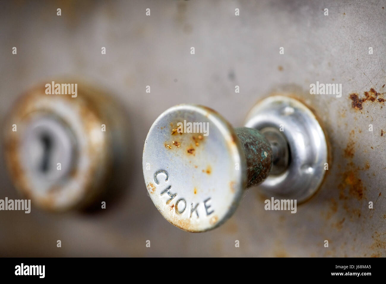 antique steam vintage metal rust button tractor pull lever choke punk ...