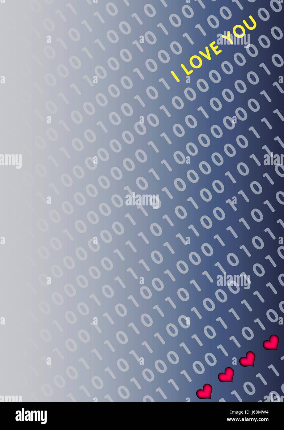 i love you heart with binary code and red Stock Photo - Alamy
