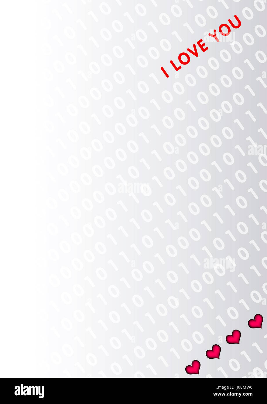 i love you heart with binary code and red Stock Photo - Alamy