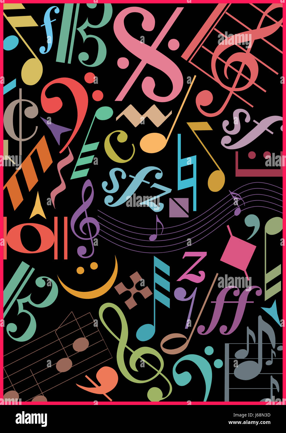 Colourful Music Notes Border