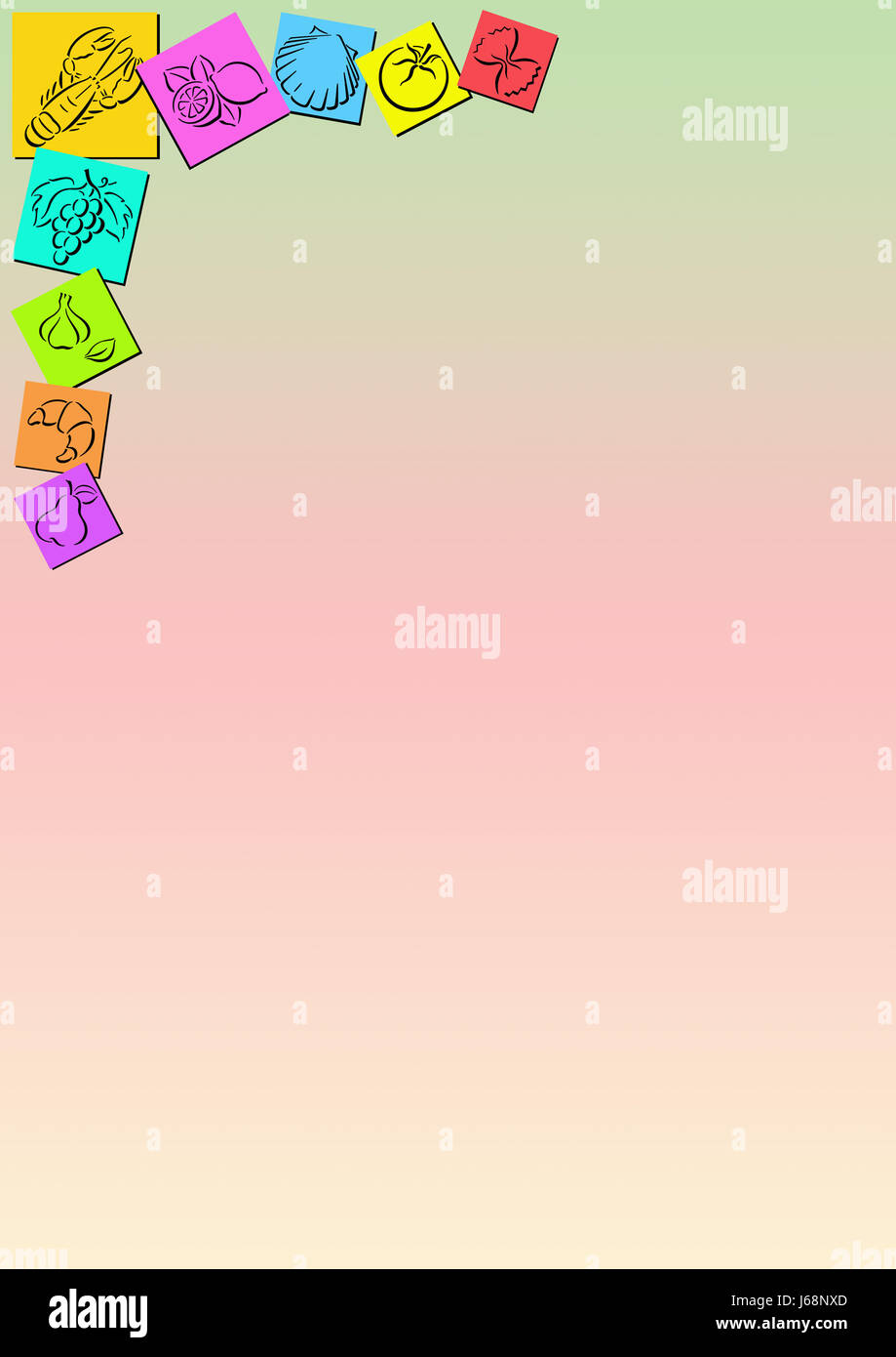 colored squares with food symbols Stock Photo - Alamy