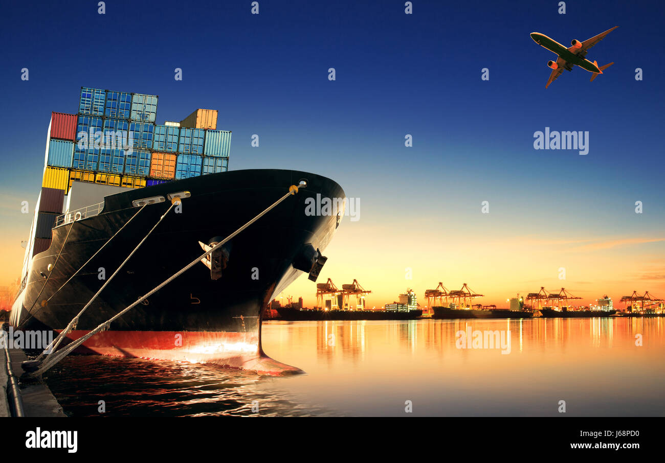 BANGKOK THAILAND - June3 :commercial ship loading container in bangkok ...