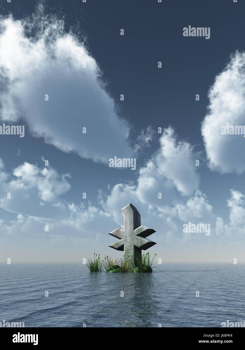 rune on the ocean - 3d illustration Stock Photo - Alamy