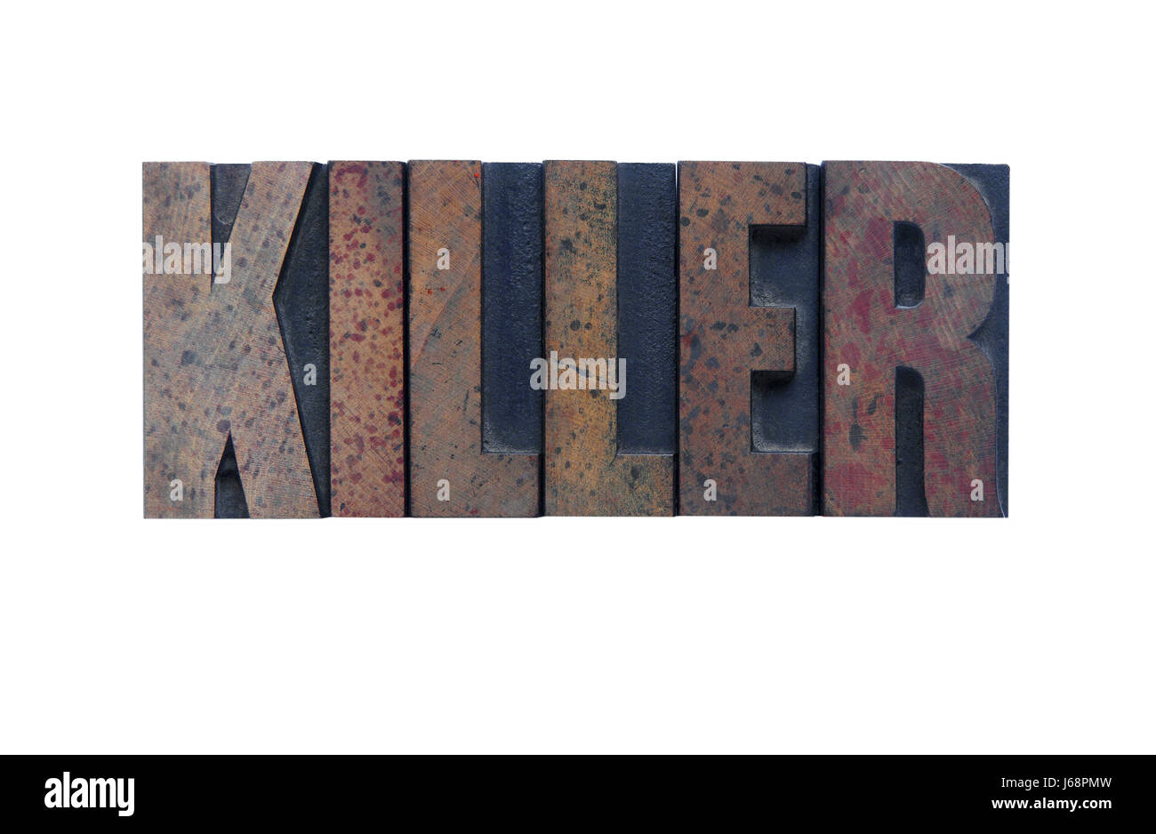 wood letters word letterpress killer slang isolated brown brownish ...