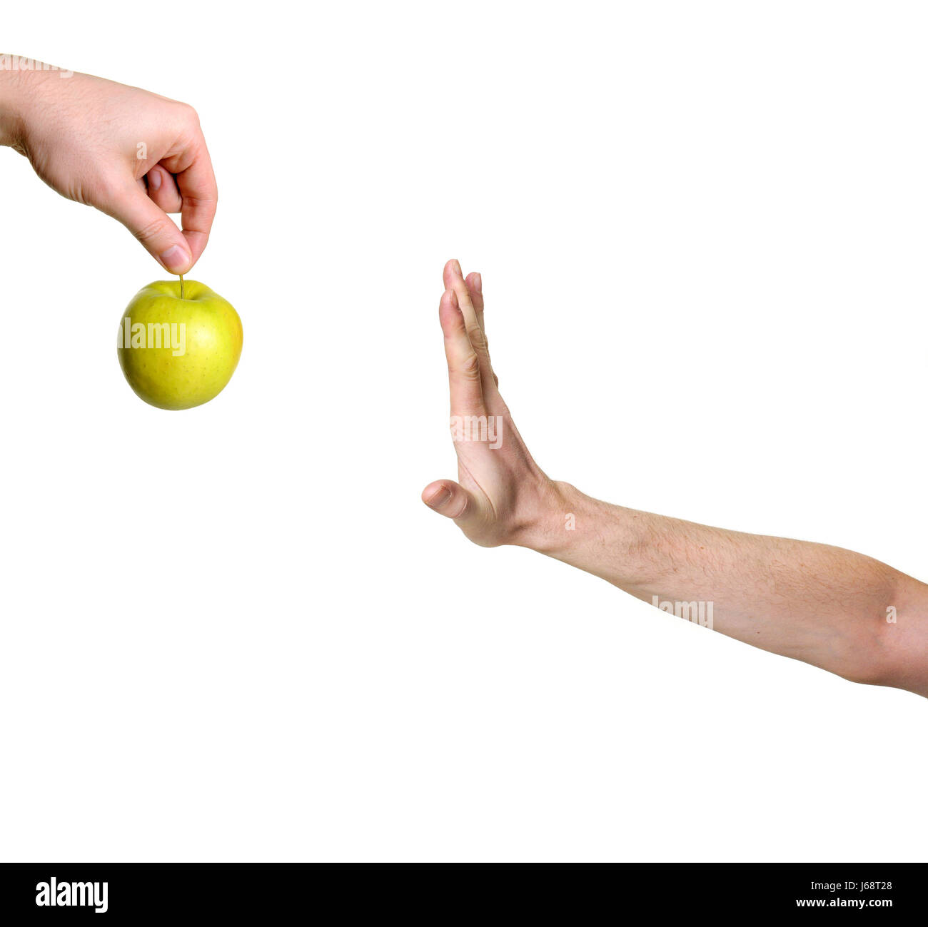 hand offer deny give apple green woman sign signal close gesture ...