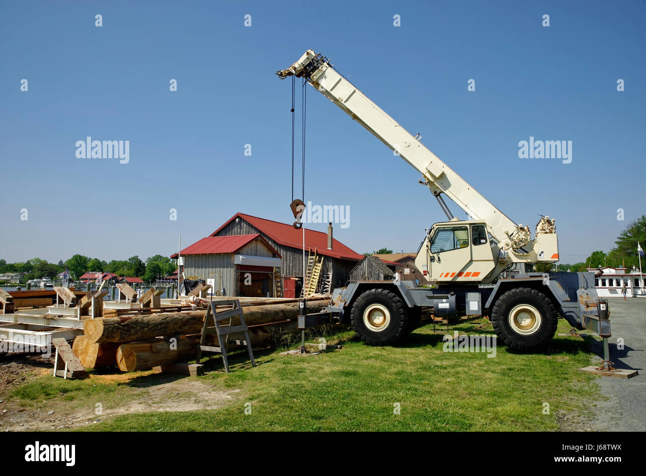 Boatyard and Crane - Chesapeake Bay Maritime Museum prepares to lay the ...