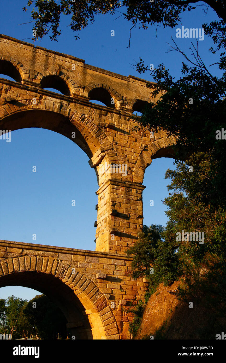 bridge evening tendency roman water pipes Provence aqueduct conduit ...