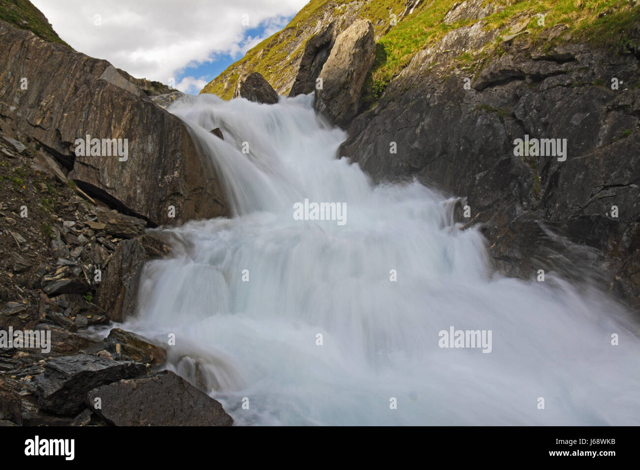 stream waterfall torrent river water flow fluent mountains waters ...