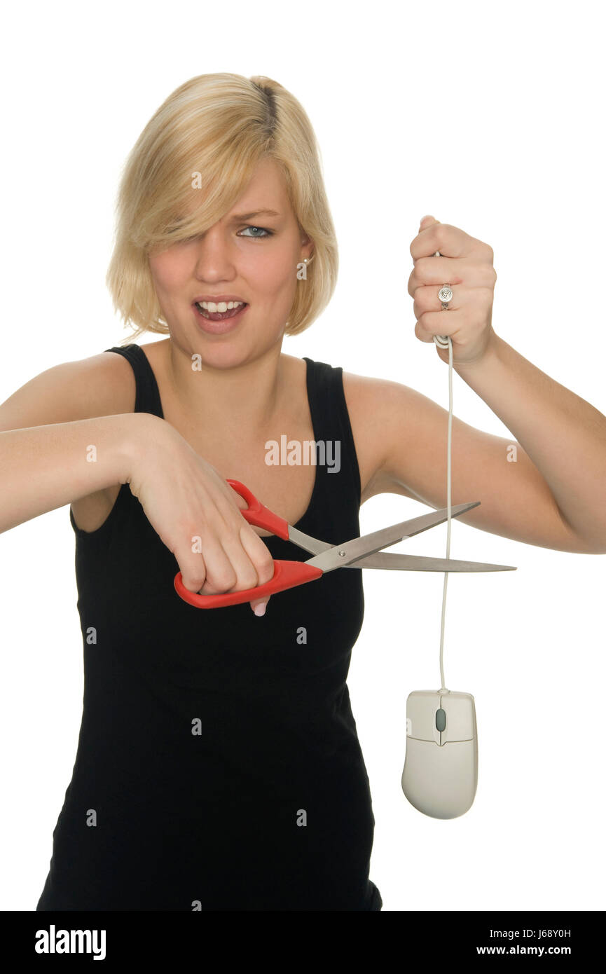 woman hardware scissors scissor intersect software mouse computer mouse ...