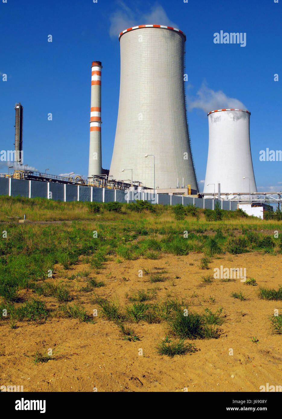 industry energy power electricity electric power plant station blue ...