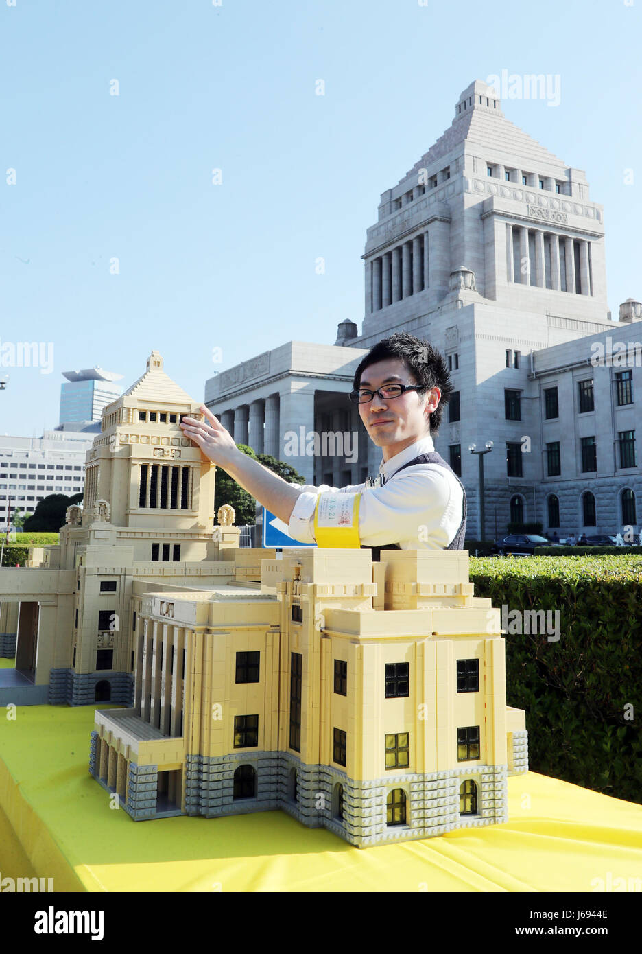 Tokyo, Japan. 19th May, 2017. Japanese Lego master builder Yoshihiro ...