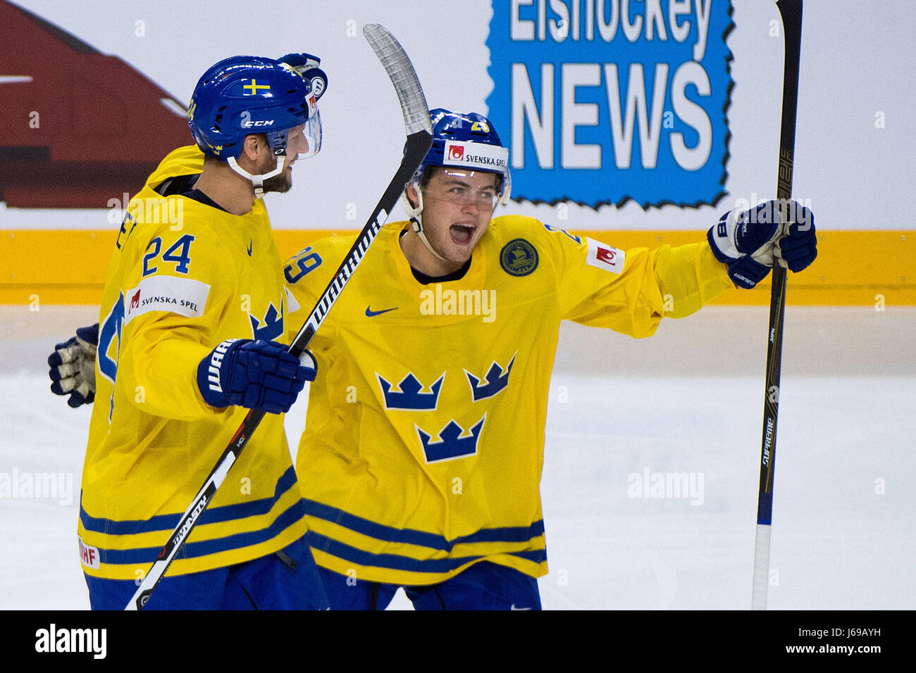Cologne, Germany. 20th May, 2017. Sweden's goalscorer Alexander Edler ...