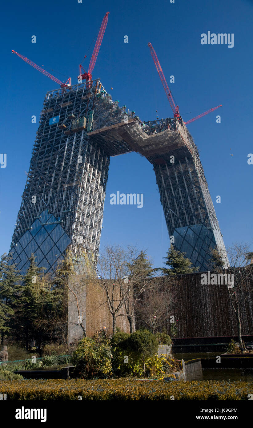 china beijing skyscrapers skyscraper construction blue tower glass ...