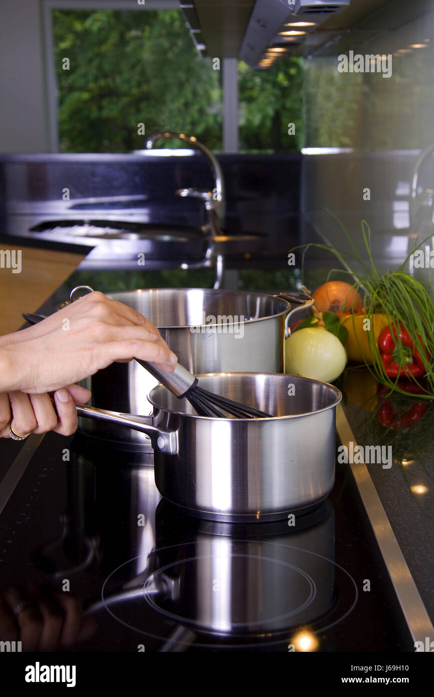 woman kitchen cuisine boil cooks boiling cooking saucepan carrying ...