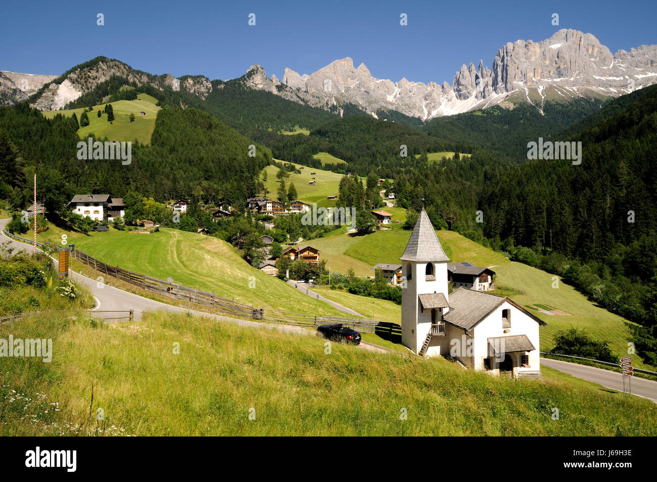 emblem picture postcard church mountains dolomites alps south tyrol ...