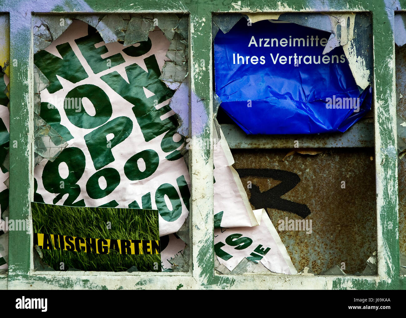 with paper clogged window Stock Photo - Alamy