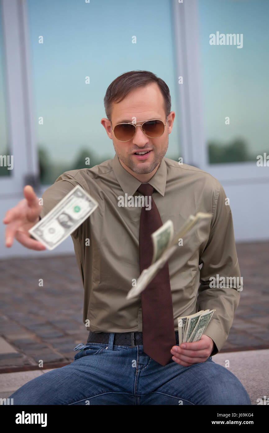 dollar dollars portrait business man businessman happiness throwing ...