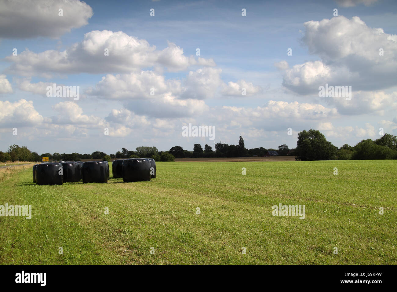 agriculture farming straw ball hay-clench meadow scenery countryside ...