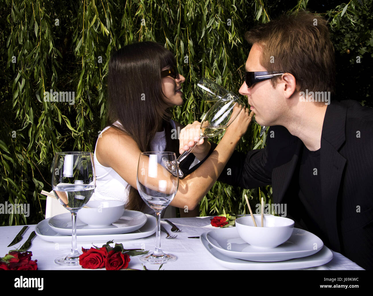 woman wine food dish meal lunch toast couple pair man woman humans ...