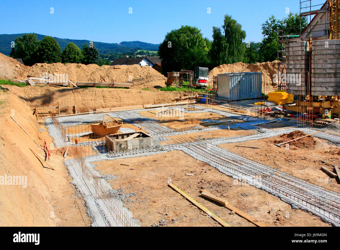 iron housebuilding foundation house-build spoil construction site house ...