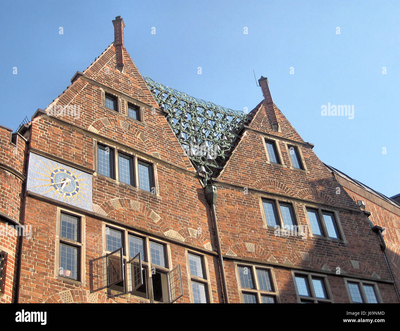 sun dial bell gable bremen clinker carillon building buildings house ...