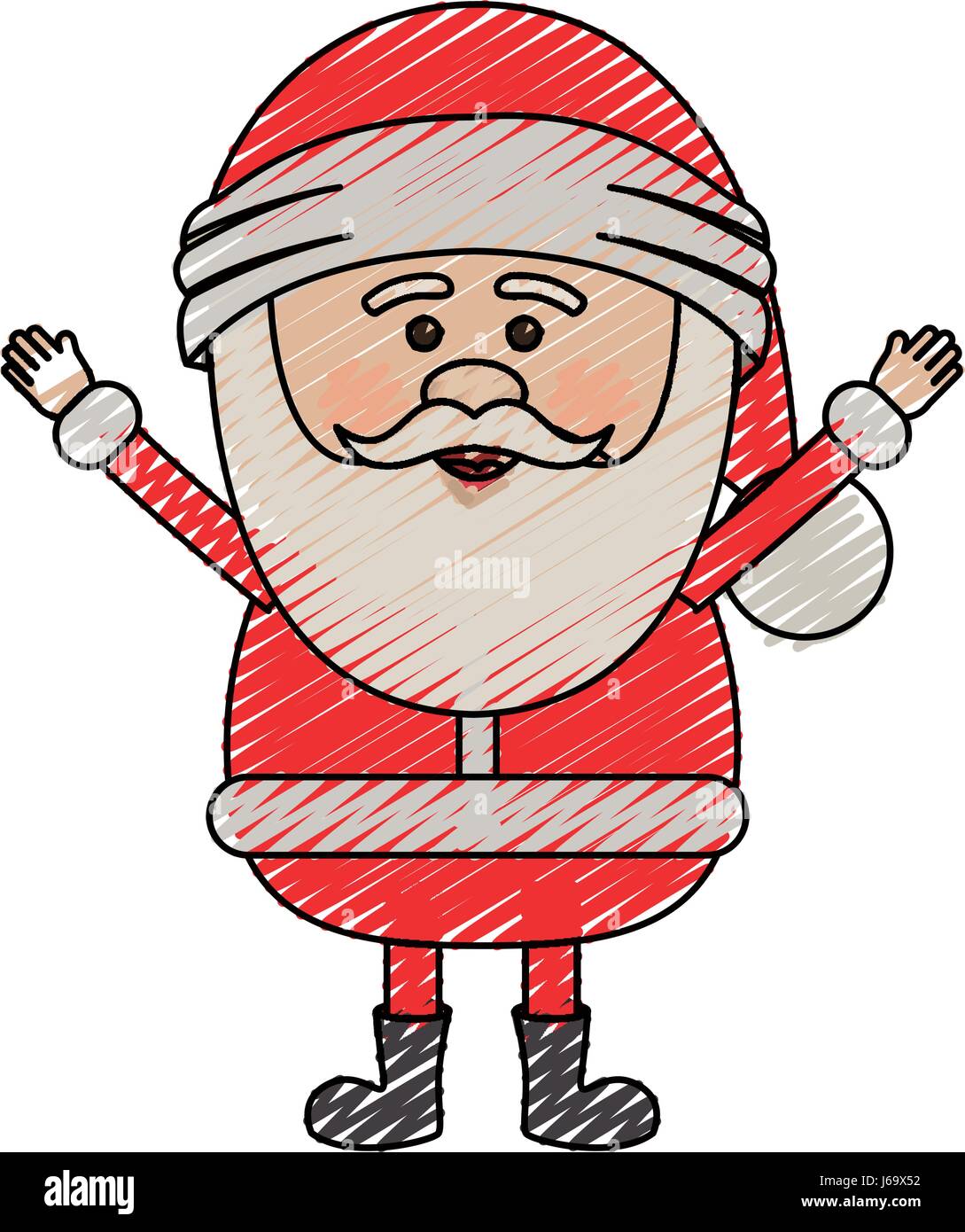 color crayon stripe cartoon of santa claus with open arms Stock Vector ...
