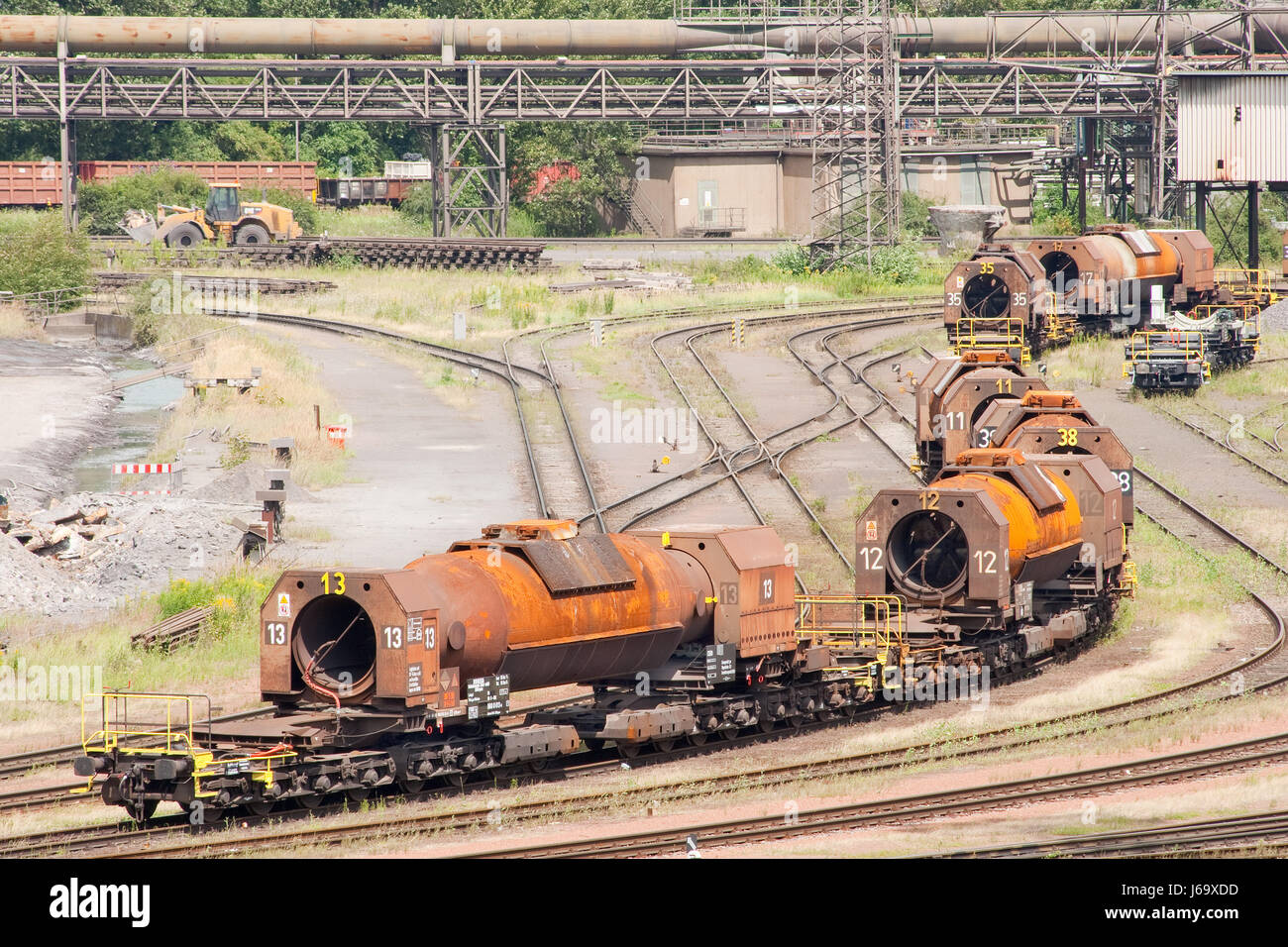 torpedo cars on the track work Stock Photo - Alamy