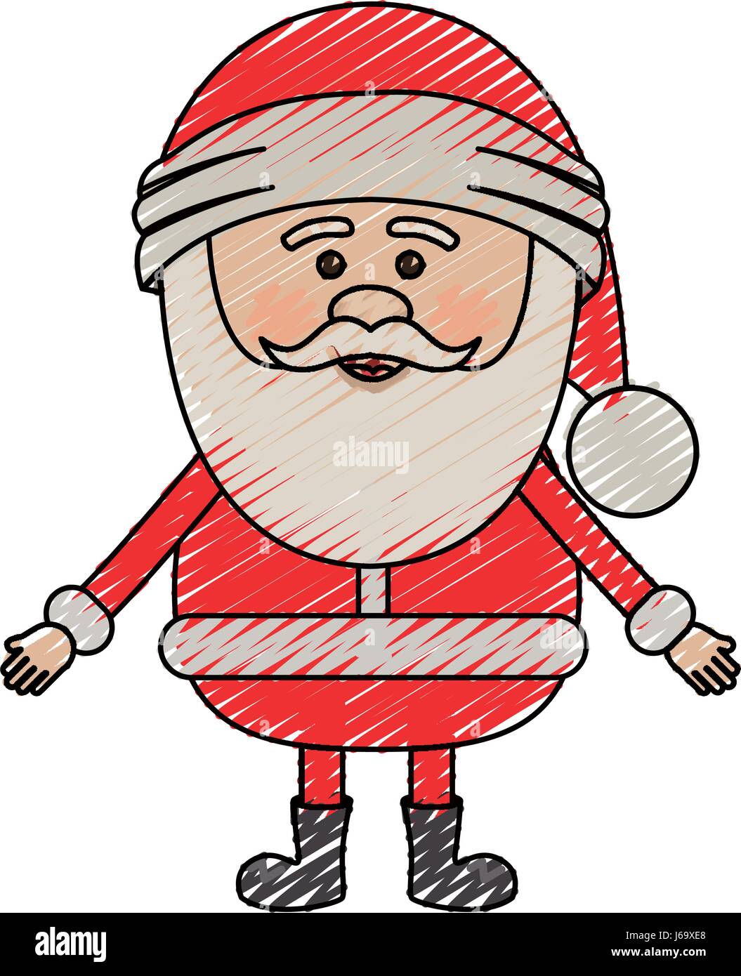 color crayon stripe cartoon of santa claus waiting for hug Stock Vector ...