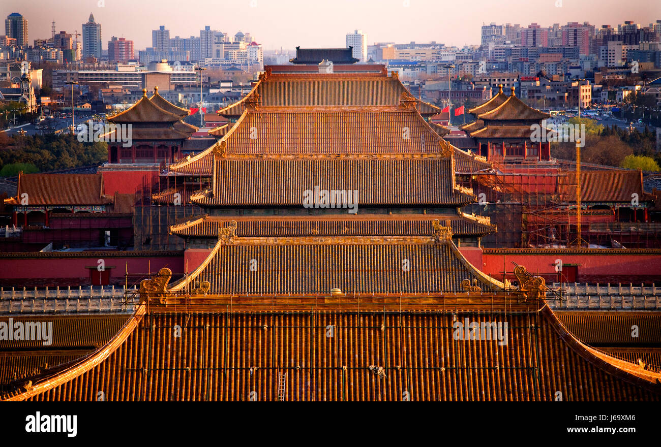roofs china palace beijing yellow travel buildings city town culture ...