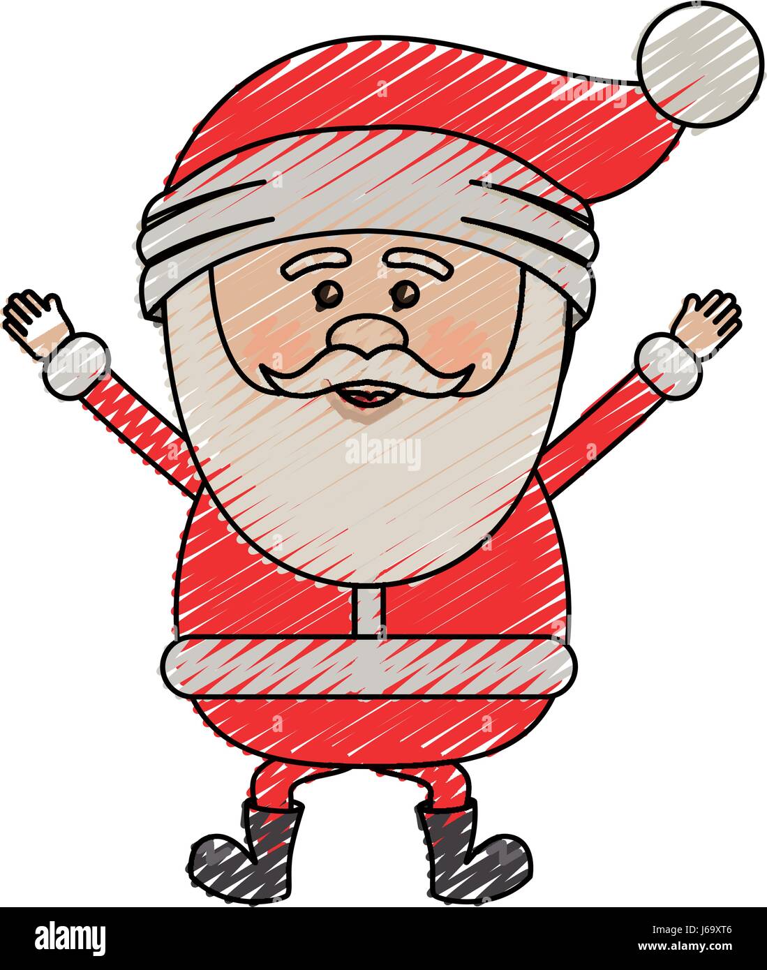 color crayon stripe cartoon of santa claus happy Stock Vector Image ...