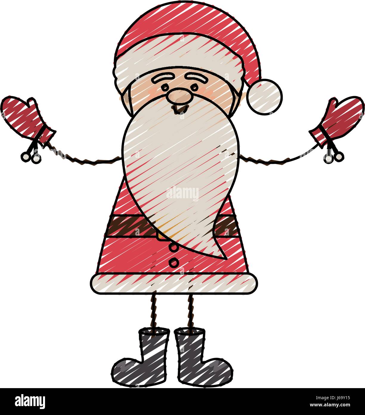 color crayon stripe cartoon of funny santa claus with open arms Stock ...