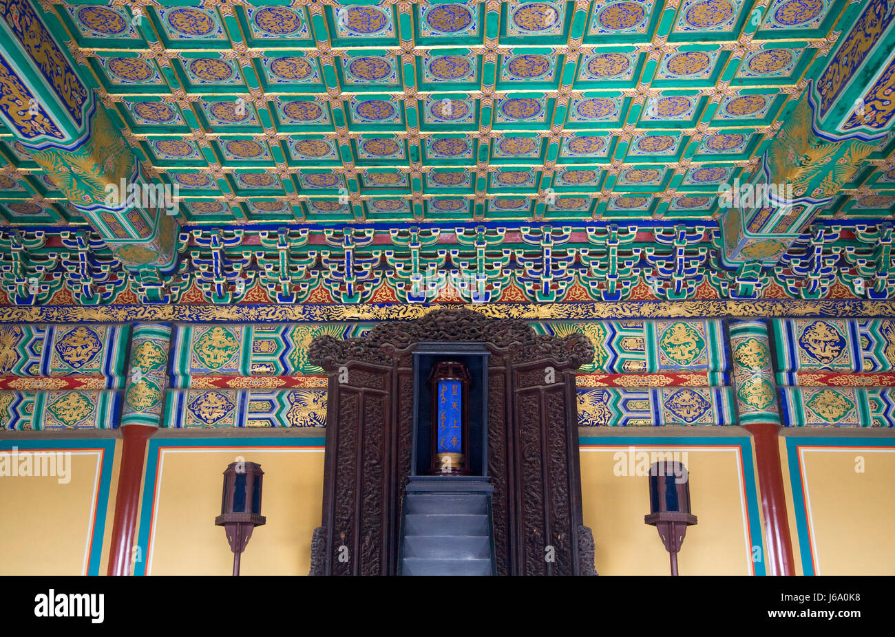china beijing blue detail historical religious temple city town ...
