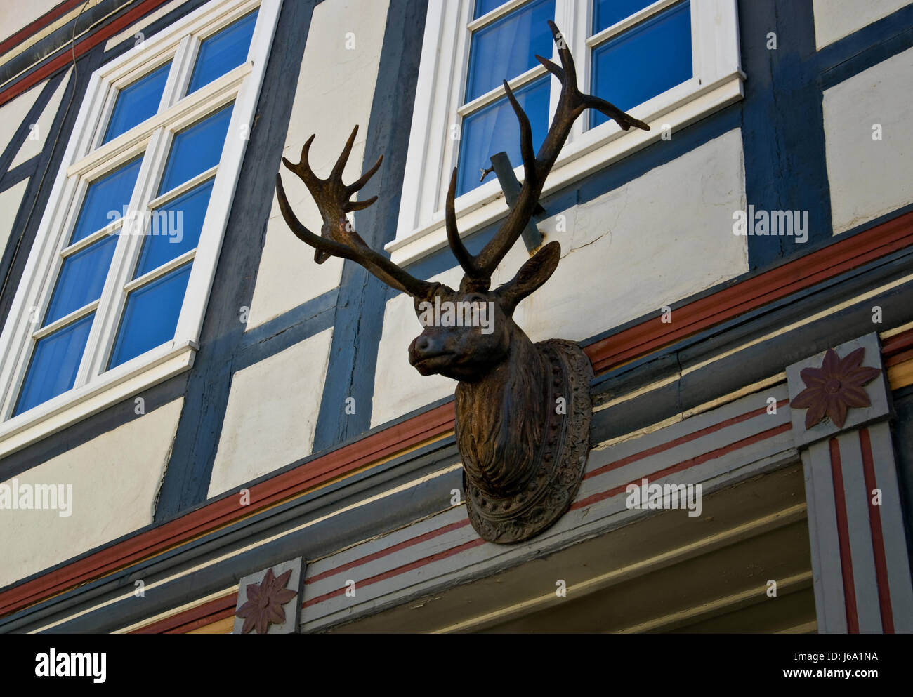 house building sculpture frame-work resin horns hart stag buildings ...