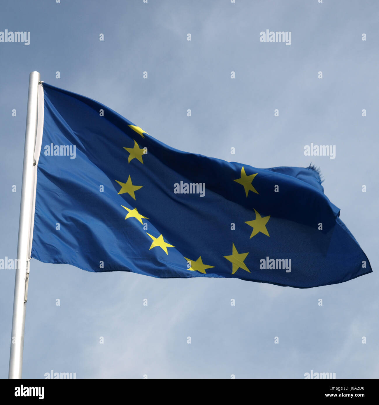 blank european caucasian europe flag union floating wind blue blank ...