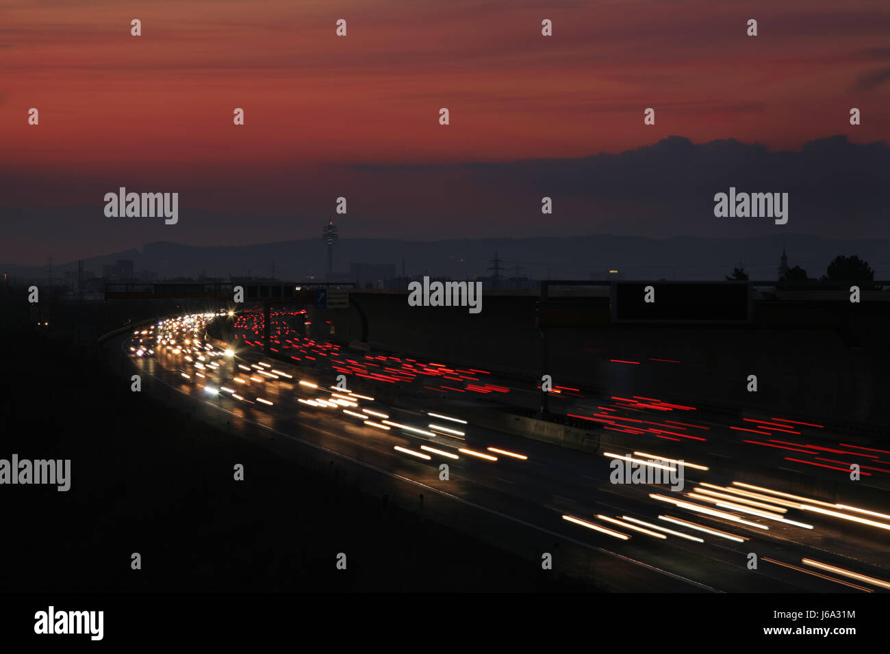 night nighttime sunset sunrise twilight motorway highway street road ...