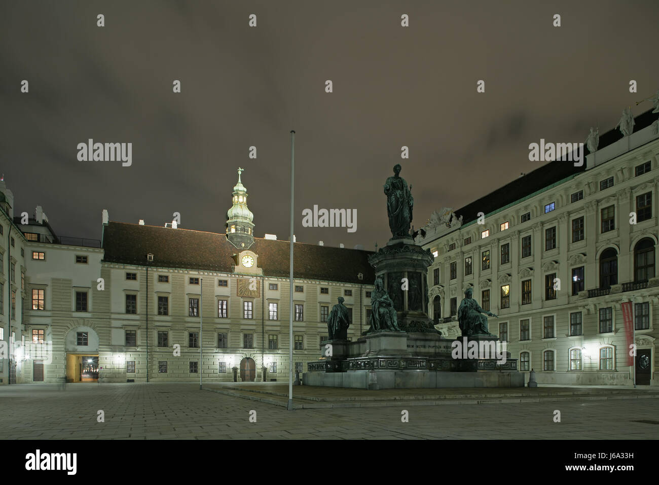statue night nighttime vienna square chateau castle historical ...