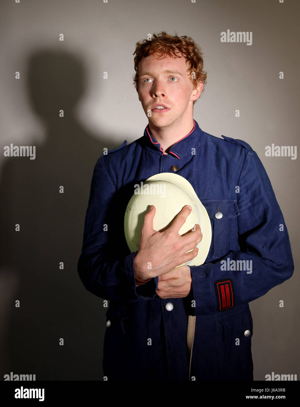 sad retro fireman Stock Photo - Alamy