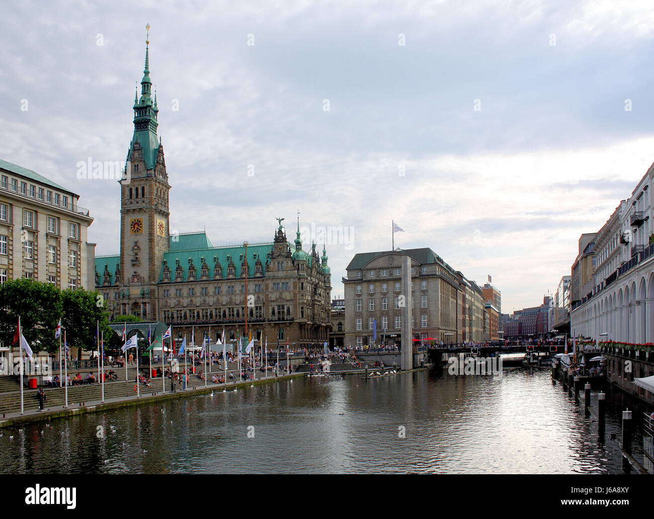 rathausmarkt and alsterfleet Stock Photo - Alamy
