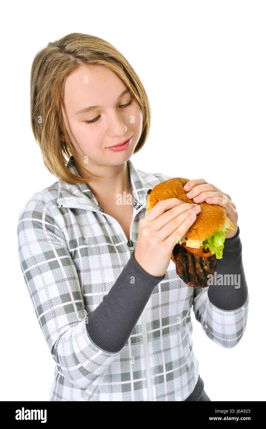 teen hungry teenager hamburger burger eating eat eats girl girls humans ...