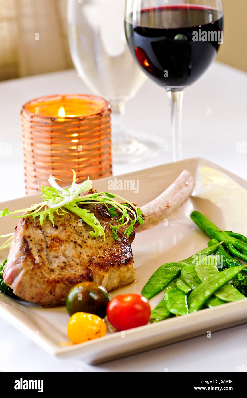 restaurant wine plate food dish meal veal supper dinner meat glass ...